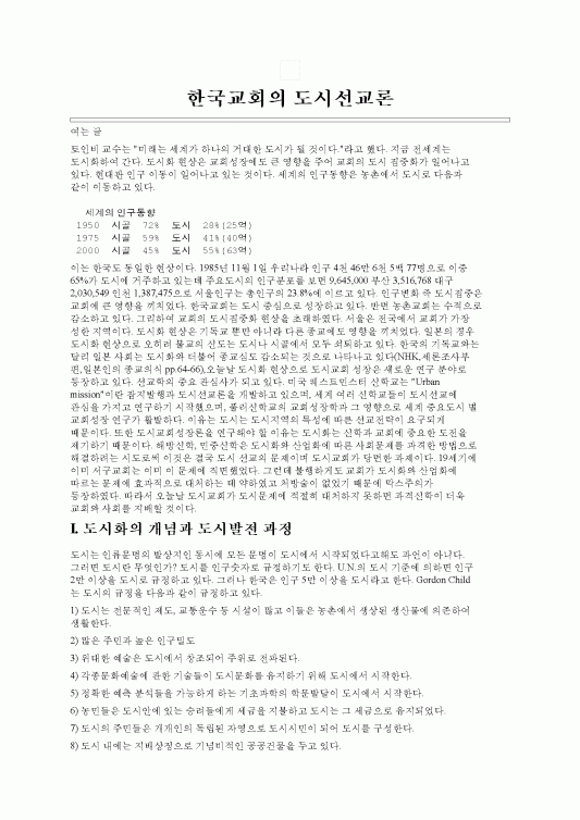 도시선교론 레포트 자료
