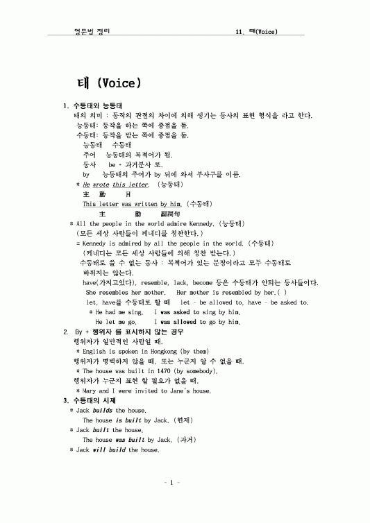 태 (Voice) 레포트 자료