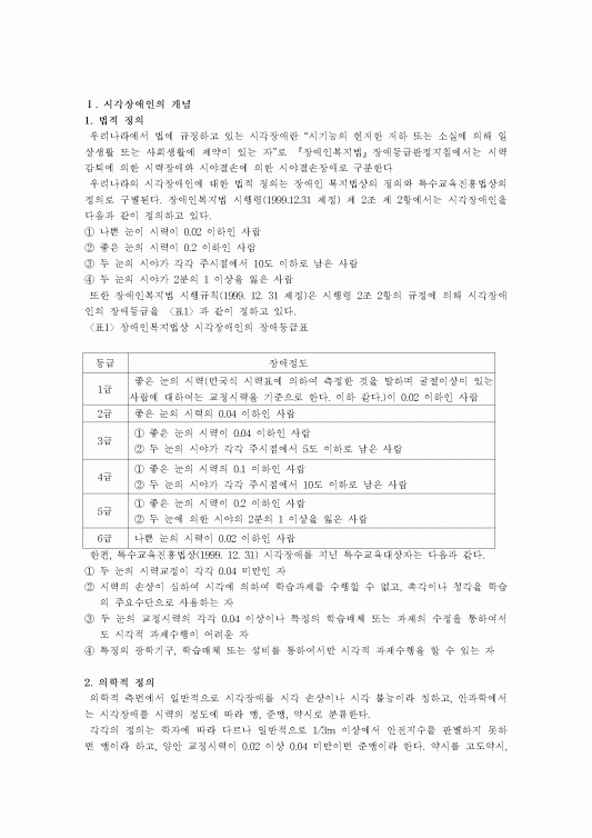 시각장애인 레포트 자료