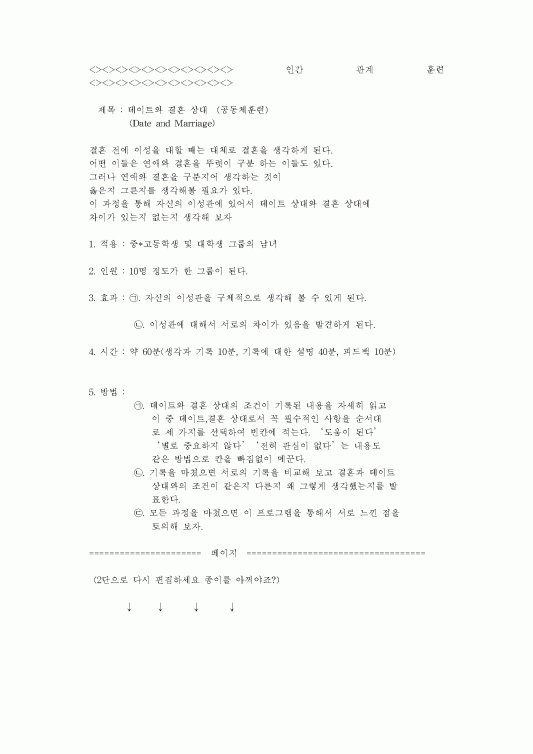 데이트와 결혼 상대