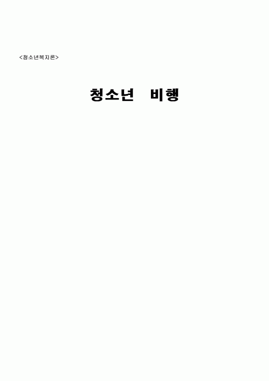 청소년  비행 (비행청소년 청소년비행 청소년문제 청소년복지