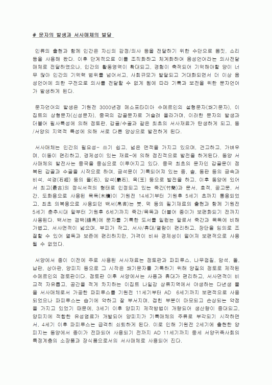 문자의 발달 과정(문자와 매체 발달)