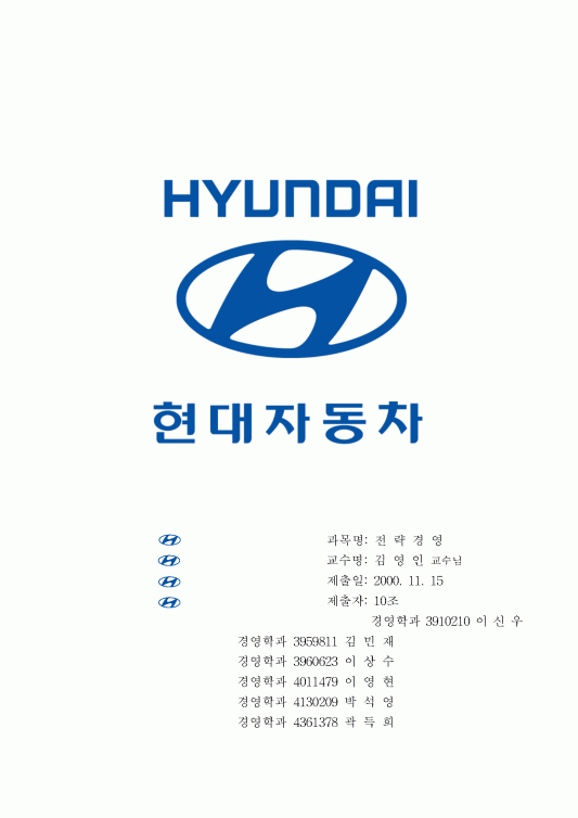 [경영전략] 현대자동차의 경영전략
