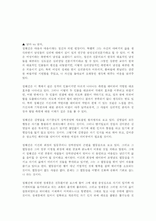 남자 vs 남자 레포트 자료