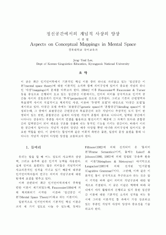 정신공간 이론 (mental space thoery)