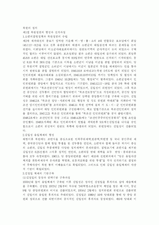 북한의 정치 레포트 자료