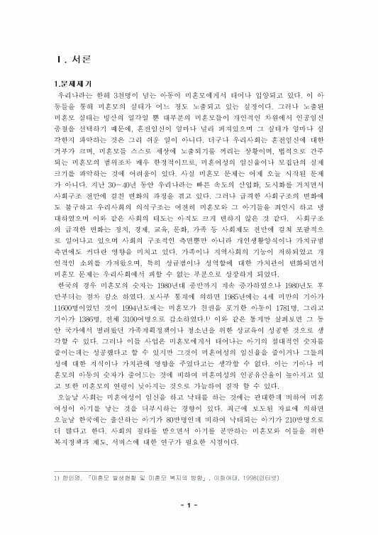 미혼모와복지정책