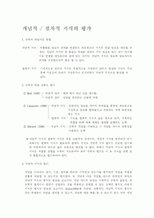 개념적/절차적 지식의 평가