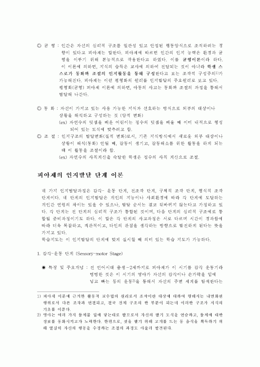 피아제의 인지발달 단계 이론