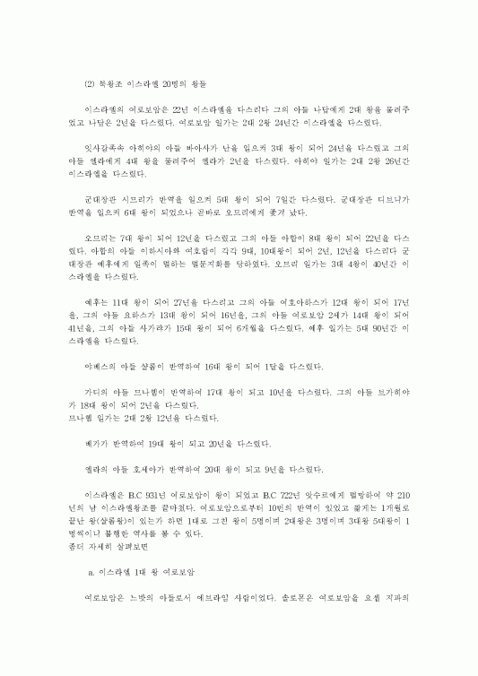이스라엘왕 레포트 자료