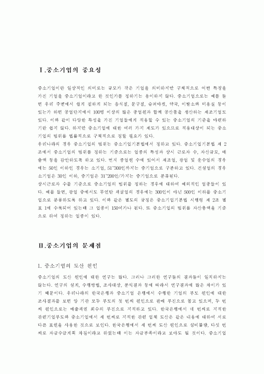 중소기업육성과 문제점