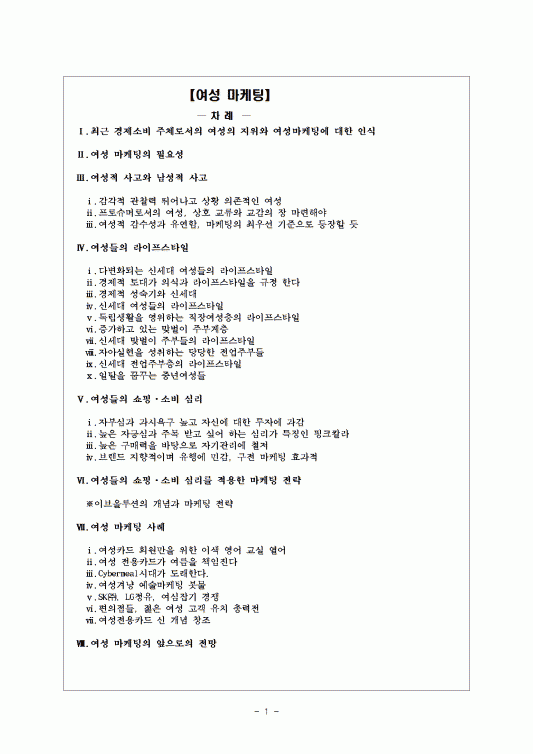 여성의 지위와 여성마케팅