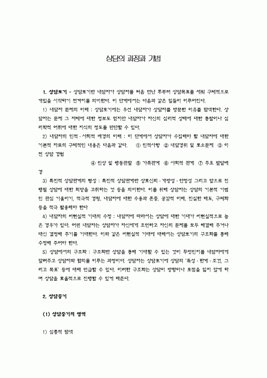 상담의 과정과 기법
