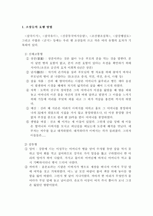 조상과 현대의 효행 방법