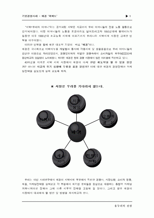 애경산업(주) 경영전략