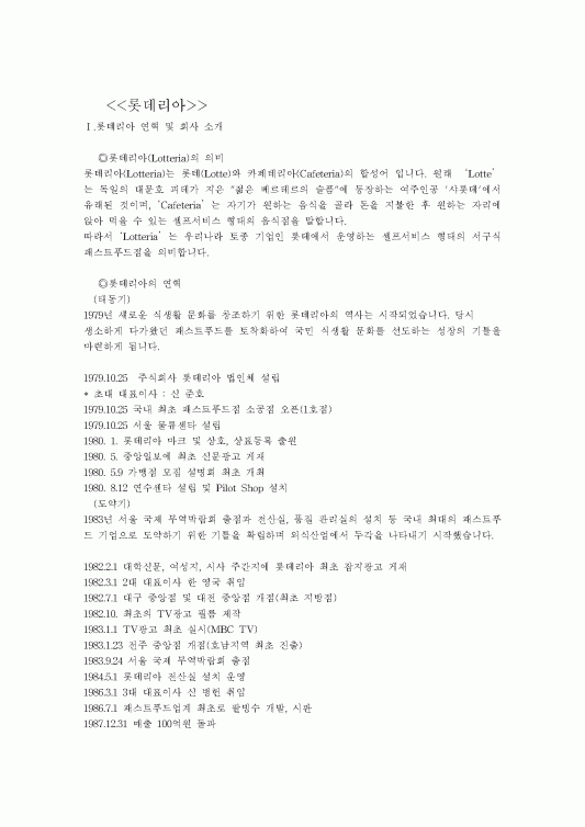 [사회과학] 롯데리아의 마케팅 전략