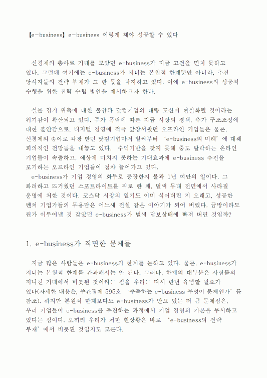 e-business 이렇게 해야 성공할 수 있다