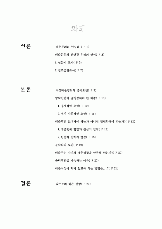 매춘문화에 대하여