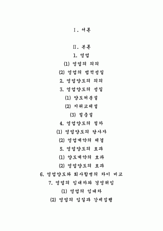 [사회과학] 상법의 영업양도