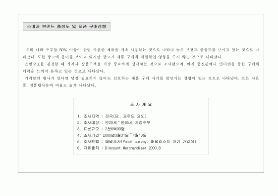 소비자 브랜드 충성도 및 제품 구매성향