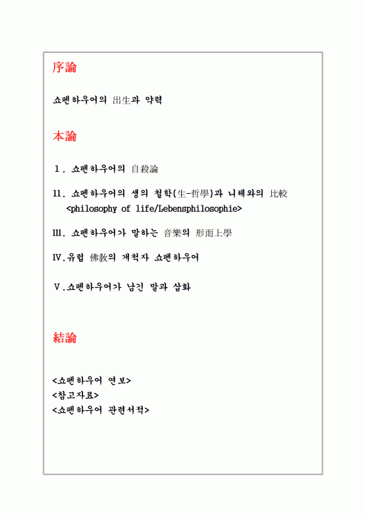 쇼펜하우어에 대하여