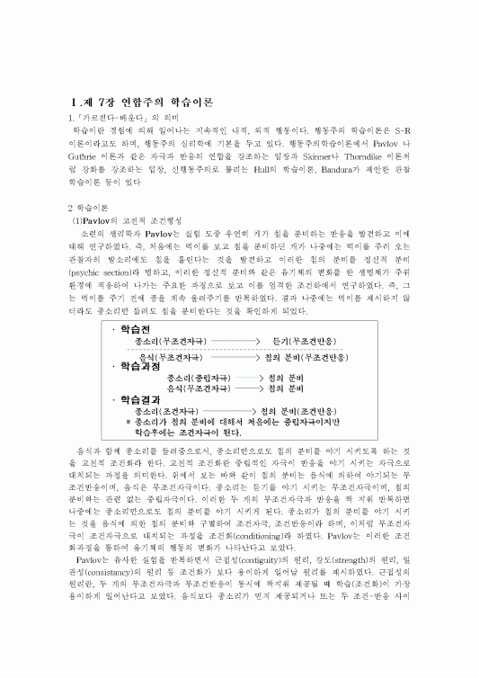 제 7장 연합주의 학습이론