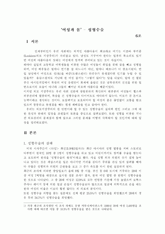여성과 몸(성형수술)