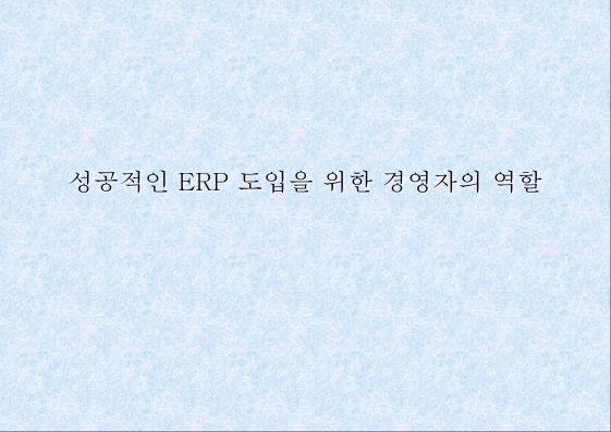 성공적인 ERP 도입을 위한 경영자의 역할