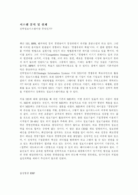 시스템 분석 MIS 와 ERP