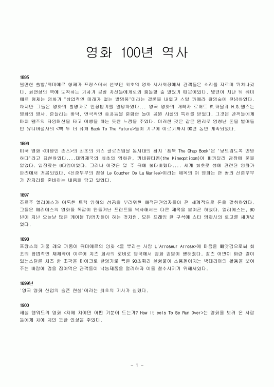 영화의 역사 레포트 자료