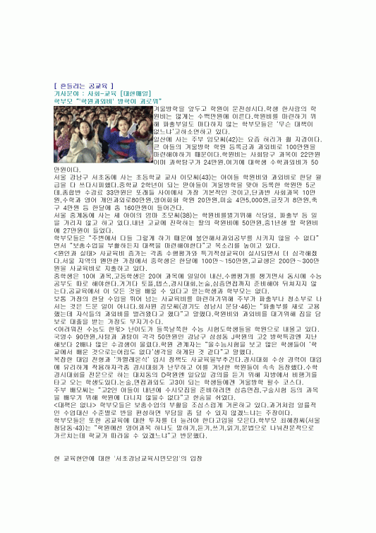 사교육비에 대한 현실과 대책