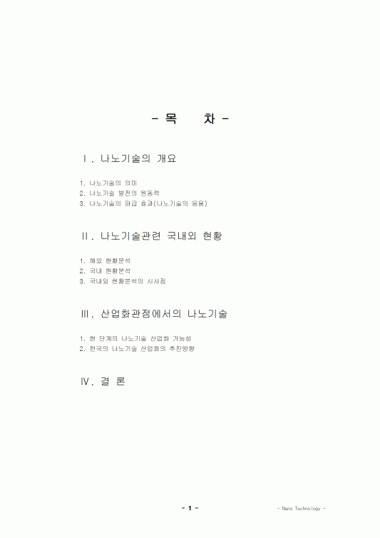 나노기술 현황 (Nano Technology)