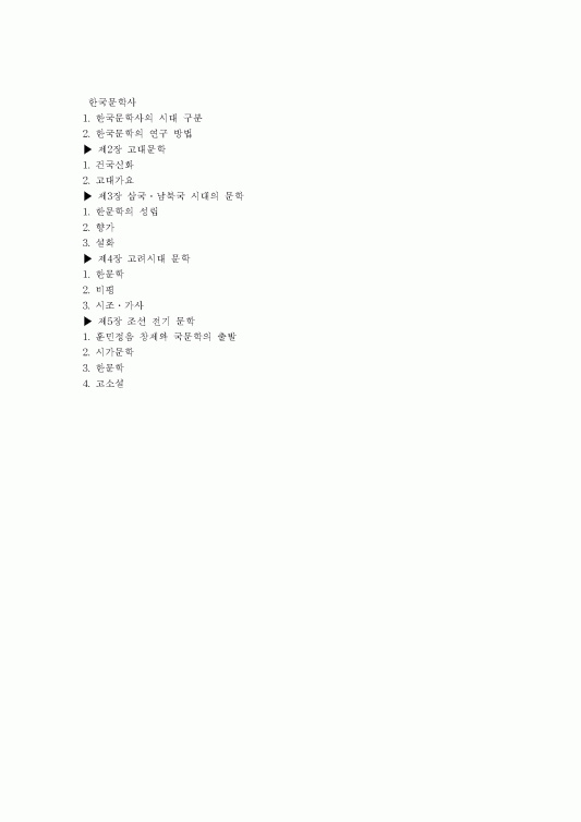 한국문학 - 고대.삼국·남북국 .고려 문학 .조선 전기 시대 문학