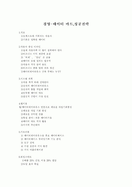 경영-데이터 마트,성공전략