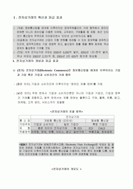 전자상거래와 경쟁력기반재구축에 의한 확산과 파급효과
