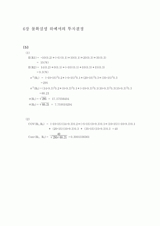 불확실성 하에서의 투자결정