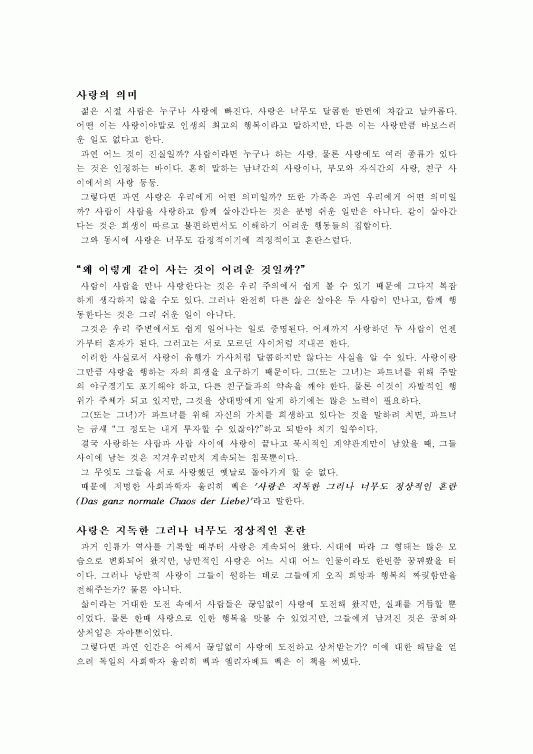사랑의 의미 레포트 자료