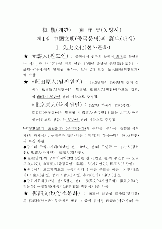 東洋史(동양사) 요약 정리