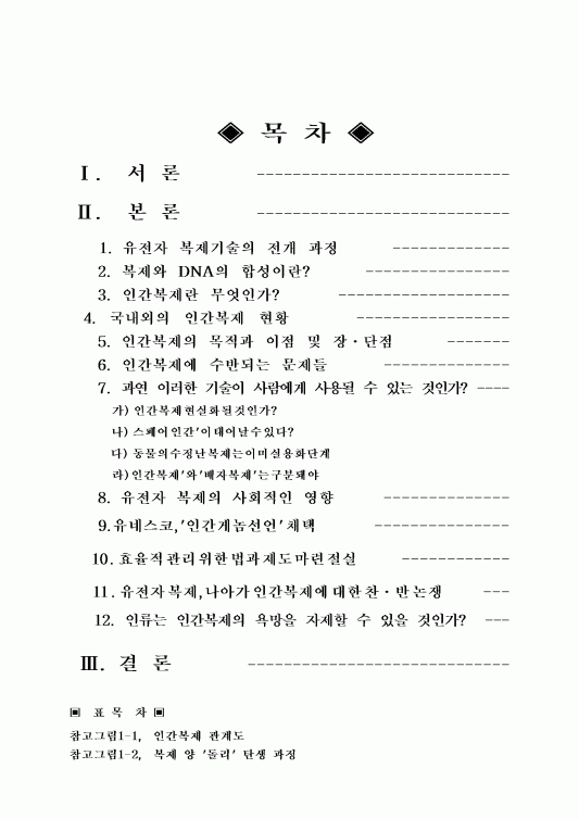 인간복제의 문제점과 해결방안