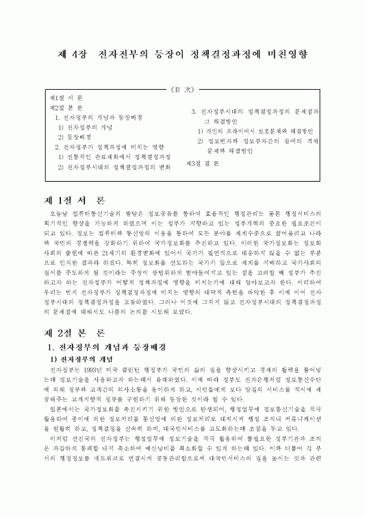 전자전부의 등장이 정책결정과정에 미친영향