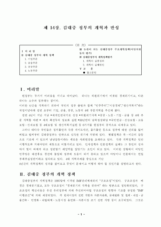 김대중 정부의 개혁과 반성