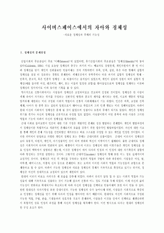 사이버상의 자아 정체성