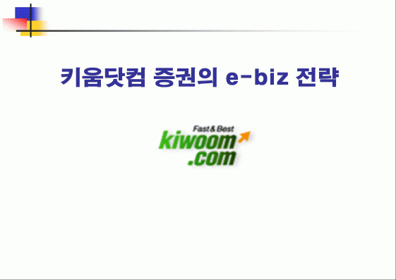 키움닷컴 증권의 e-biz 전략