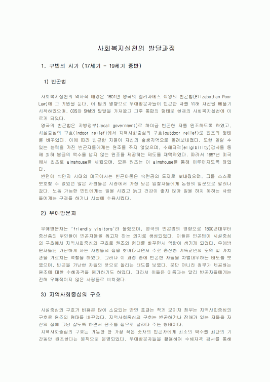 [사회복지] 사회복지실천의 발달과정