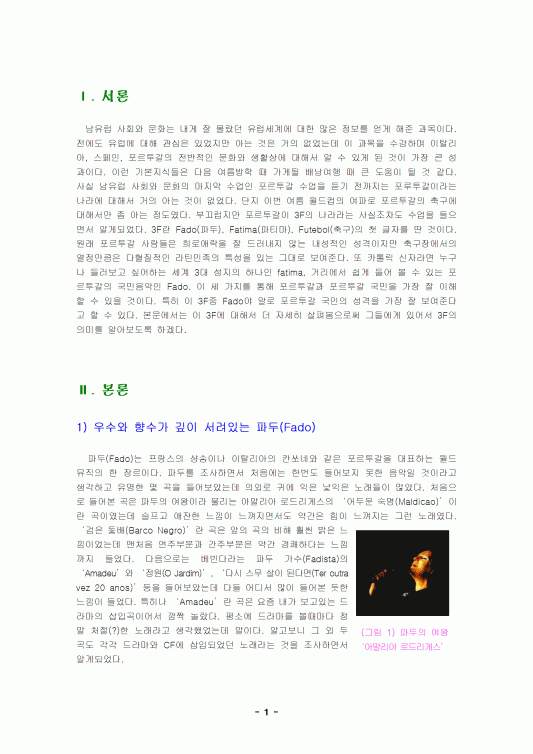 포르투갈과 3F (풋볼:축구, 파티마, 파두)
