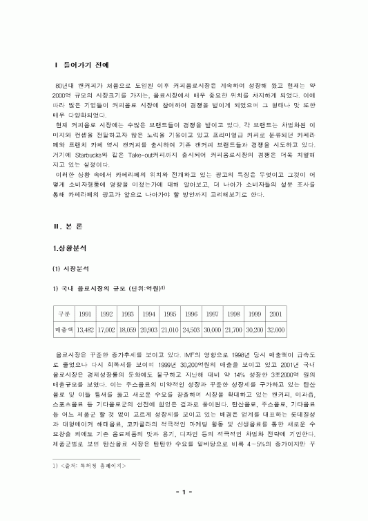 (광고) 카페라떼 광고와 소비자 행동분석