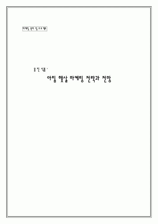 (마케팅) 아침햇살 마케팅전략과 향후전망