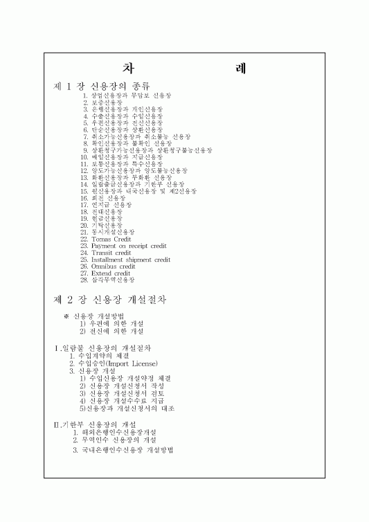 신용장의 종류와 개설절차