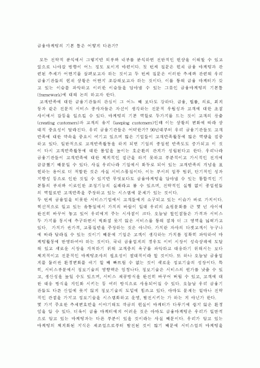 금융마케팅의 기본틀