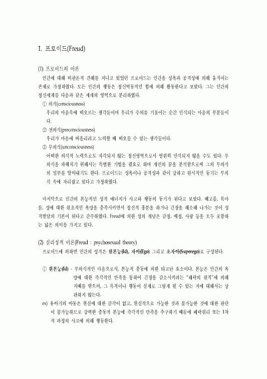 프로이드의 행동발달이론